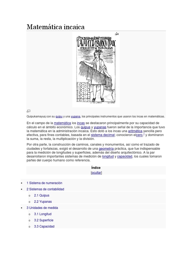 Matemática incaica | PDF | Imperio Inca | Enseñanza de matemática