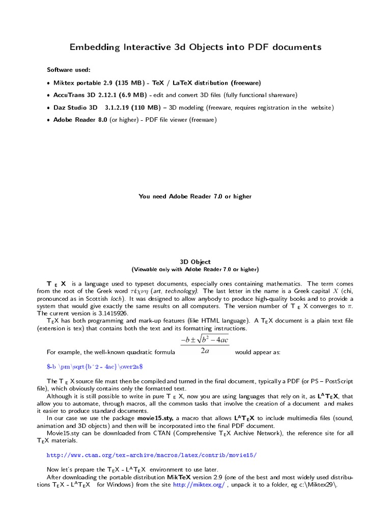 Embedding Interactive 3d Objects Into PDF Documents: $-B /PM/SQRT (b2 ...