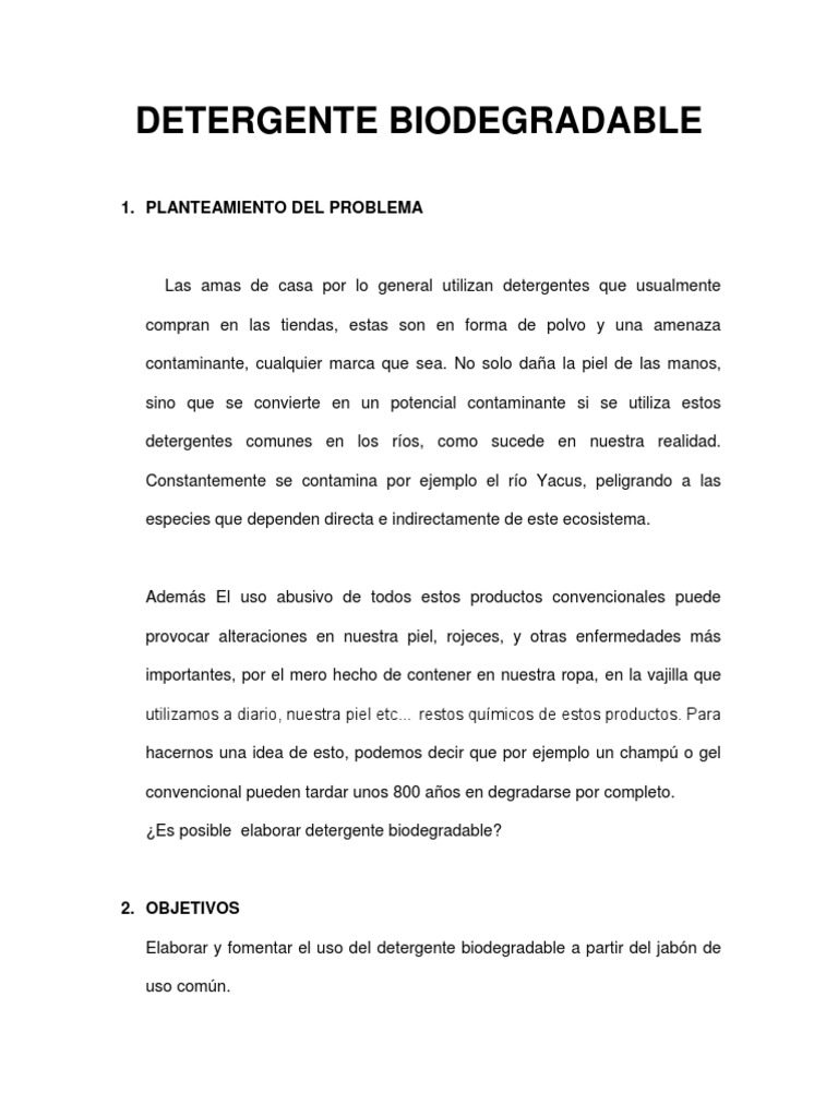 Detergente Biodegradable Listo | PDF | Detergente | Jabón