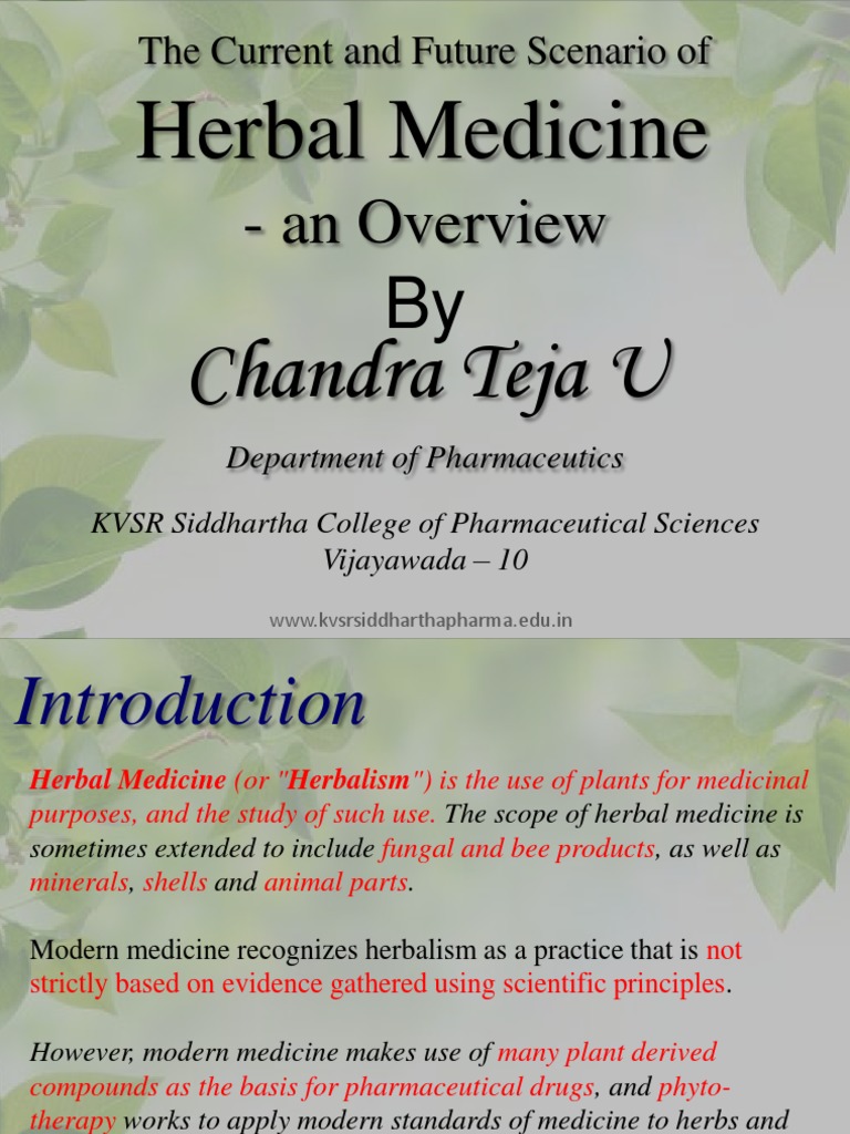 The Current and Future Scenario of Herbal Medicine - An Overview | PDF ...