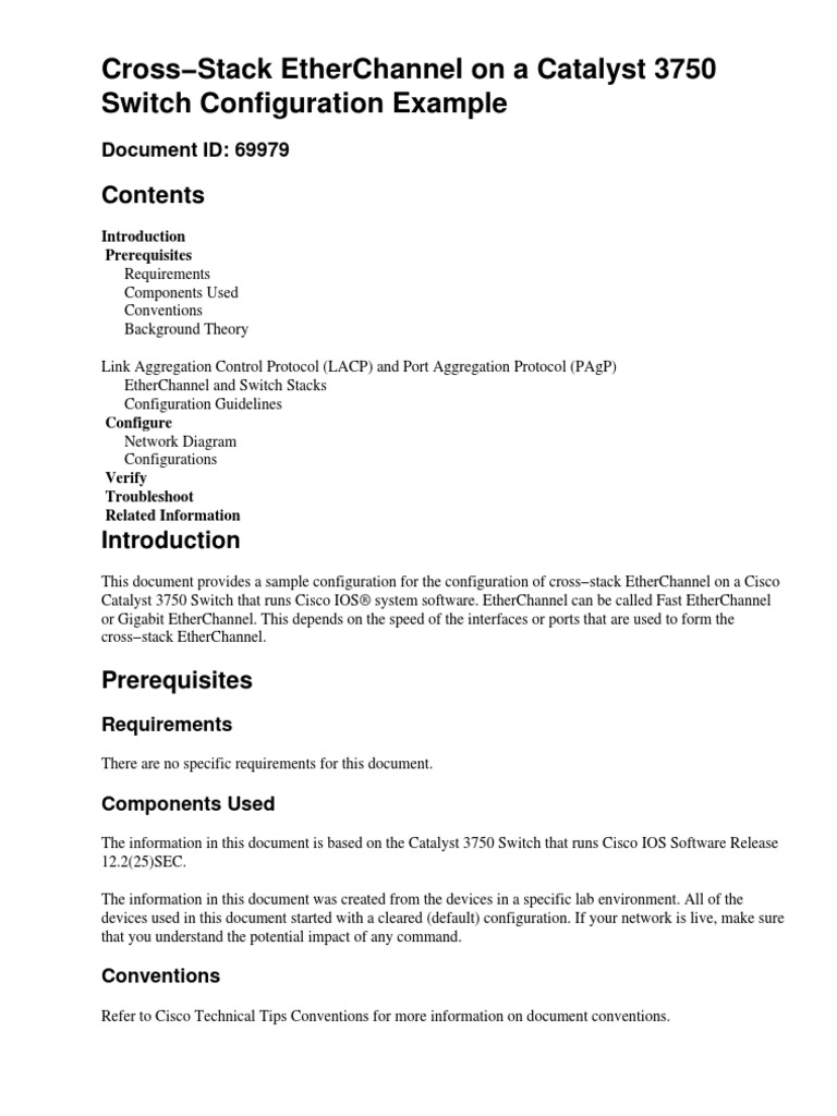 3750 Cross Stack Etherchannel | PDF | Network Switch | Internet Protocols