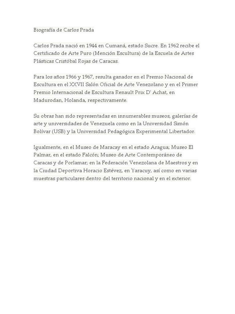 Biografía de Carlos Prada | PDF