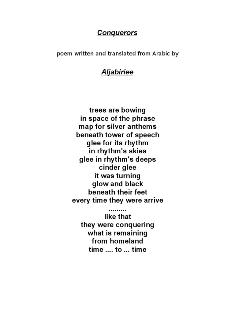 Conquerors: An Arabic Poem Translation | PDF