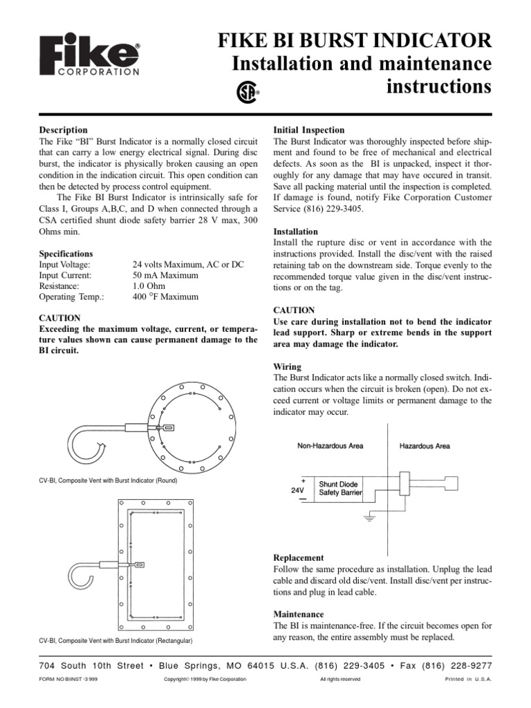 Fike BI Bust Indicator | PDF | Electrical Network | Switch