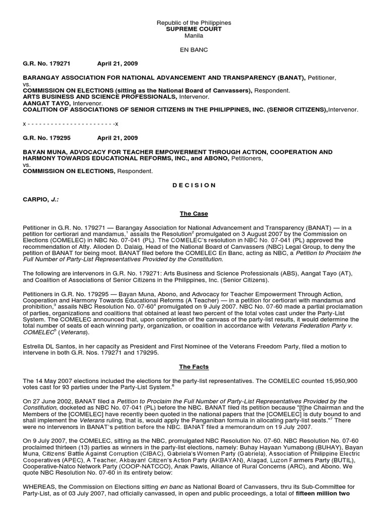 Full Number of Party-List Representatives Provided by The Constitution ...