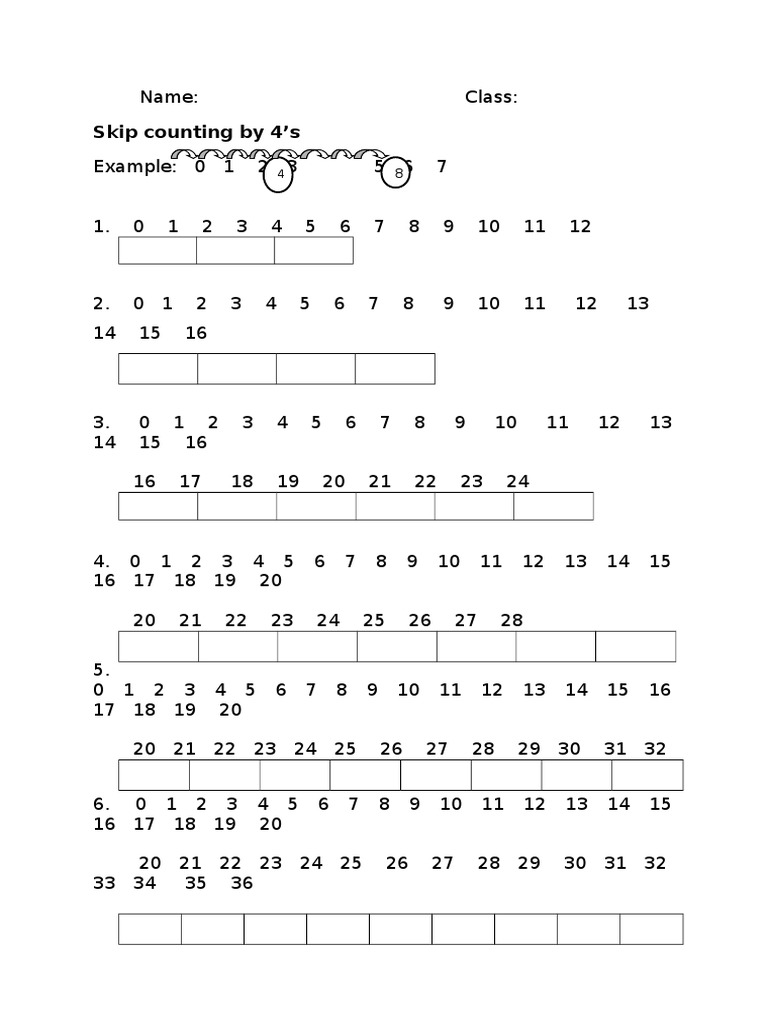 Skip Counting 4s | PDF