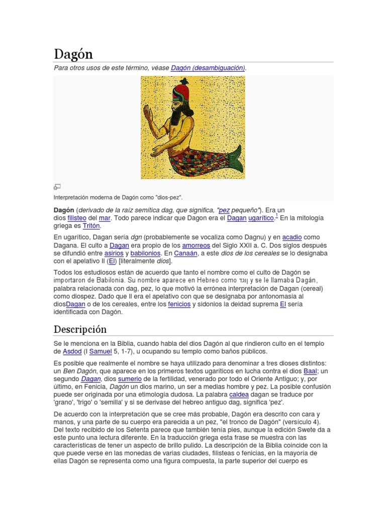 Dagón, el dios-pez de los filisteos | PDF | Fenicia | Religión y creencia