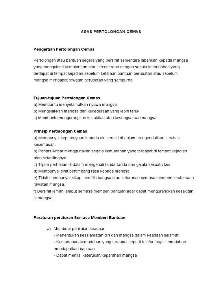Asas Pertolongan Cemas (KRS) | PDF