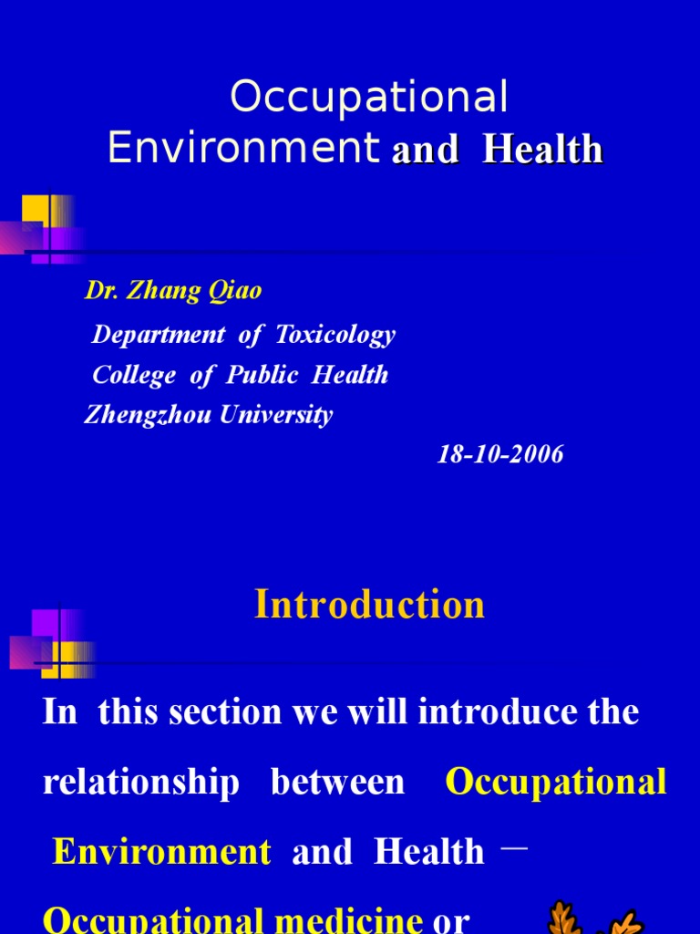Occupational Environment: and Health | PDF | Occupational Hygiene ...