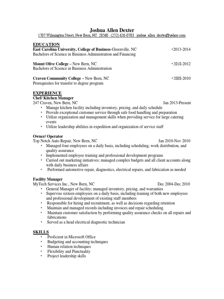 Joshua Allen Dexter Profeshional Resume | PDF | Inventory | Leadership