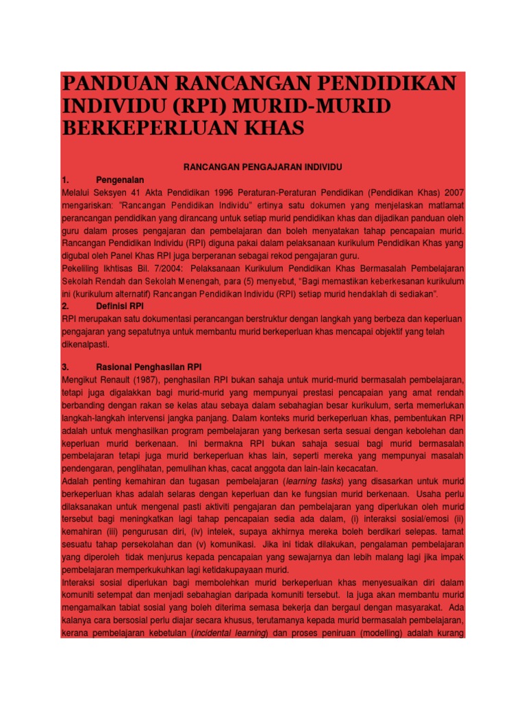 Panduan Rancangan Pendidikan Individu | PDF | Pengembangan Diri | Sains ...