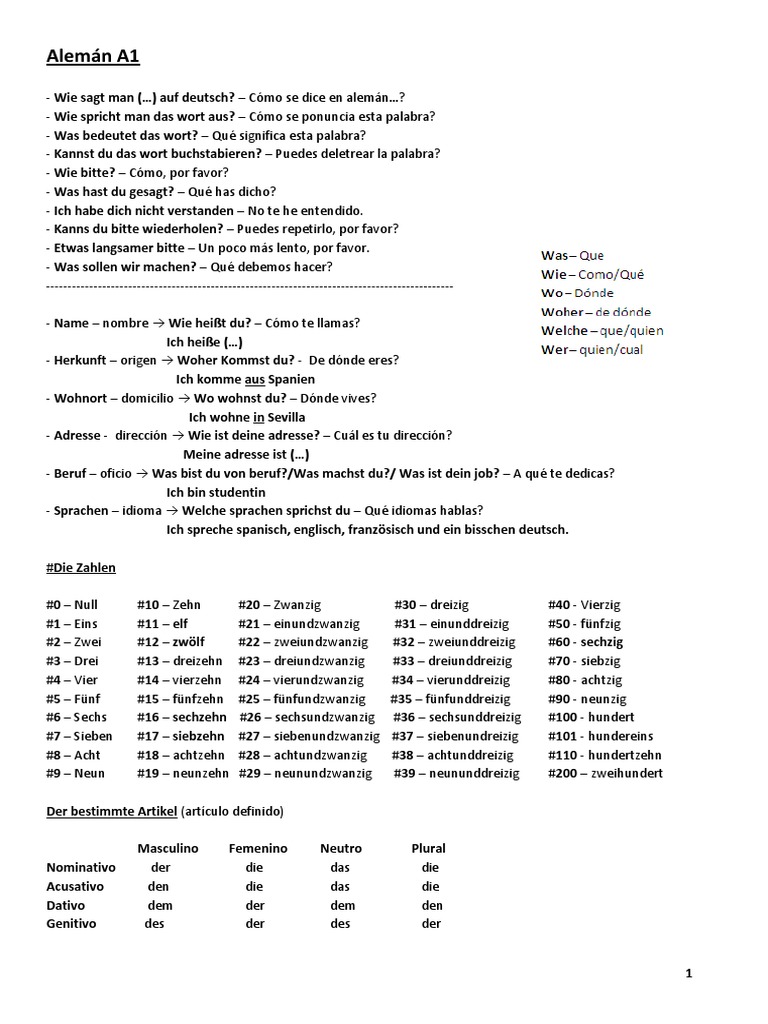 Gramatica Alemán A1 | PDF