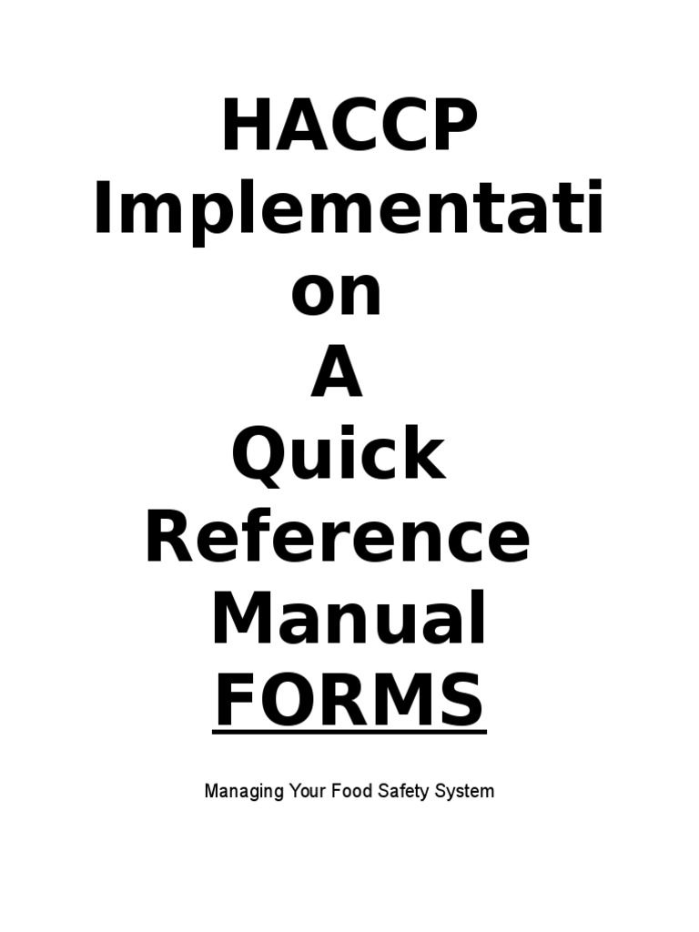 Forms - HACCP Implementation Manual | PDF | Hand Washing | Determinants ...