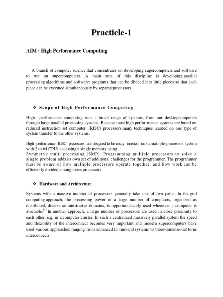 Practicle-1: AIM: High Performance Computing | PDF