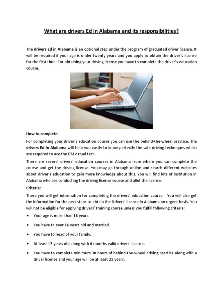 Alabama Drivers Ed Requirements | PDF | Driver's License | Learning