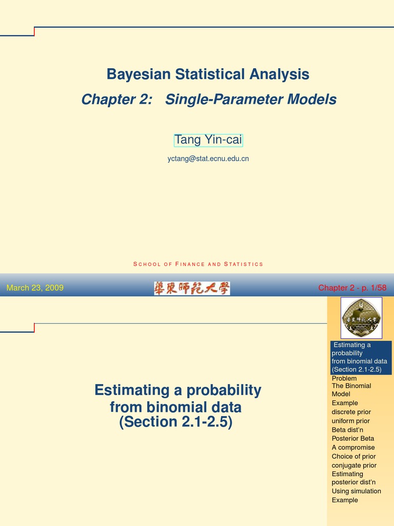 Bayesian Statistical Analysis: Chapter 2: Single-Parameter Models | PDF | Probability ...