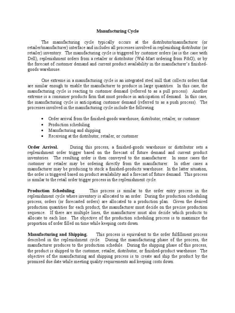 Understanding the Manufacturing Cycle | PDF