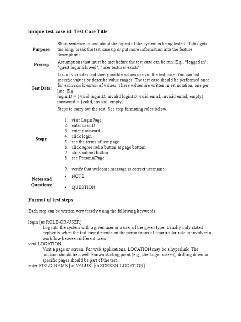Unique-Test-Case-Id: Test Case Title: Purpose: Prereq | PDF | Login ...