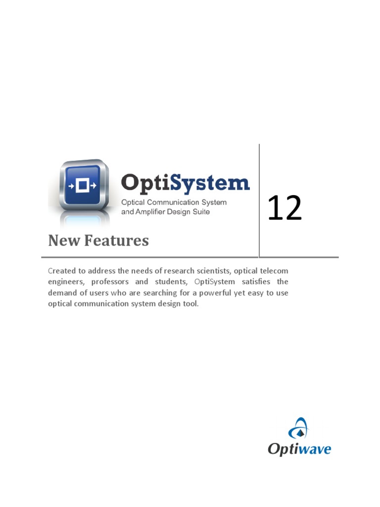 OptiSystem 12: New Features Overview | PDF | Modulation | Radio Technology