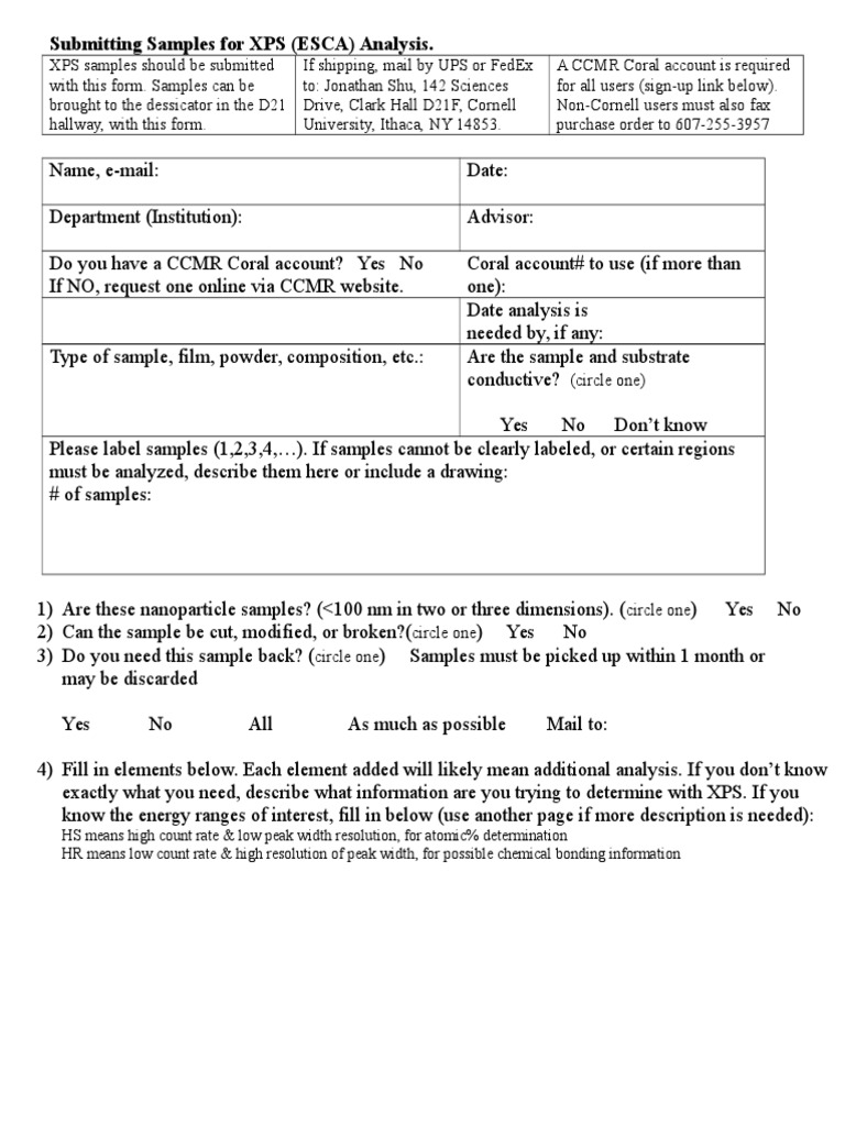 Submitting Samples For XPS (ESCA) Analysis | PDF | Wafer (Electronics ...