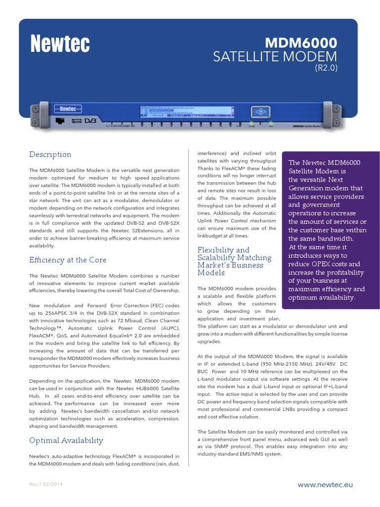 MDM6000 Satellite Modem R2.0 | PDF | Modem | Forward Error Correction