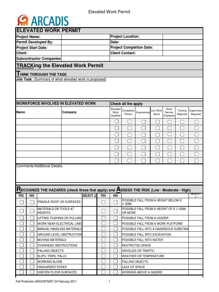 Elevated Work Permit | PDF | Industries | Transport