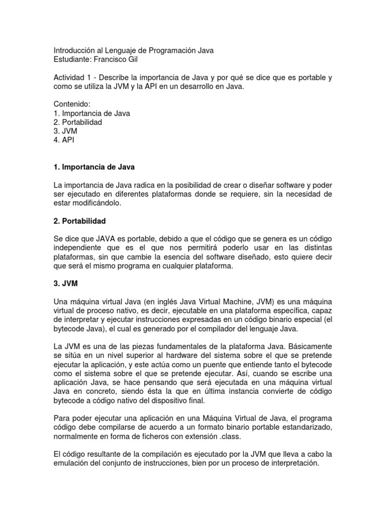 Tarea 1 - Introducción Al Lenguaje de Programación Java | PDF | máquina ...