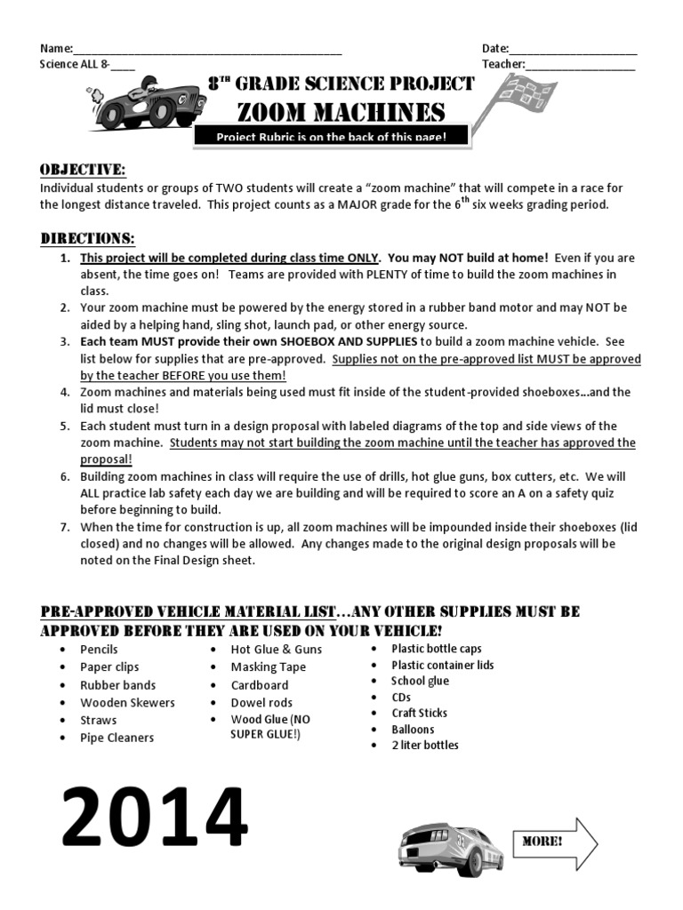 8th Grade Zoom Machine Project Guide | PDF | Adhesive | Nature