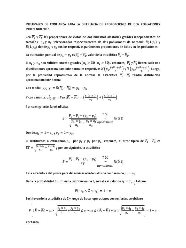 Intervalos de Confianza para La Diferencia de Proporciones de Dos ...