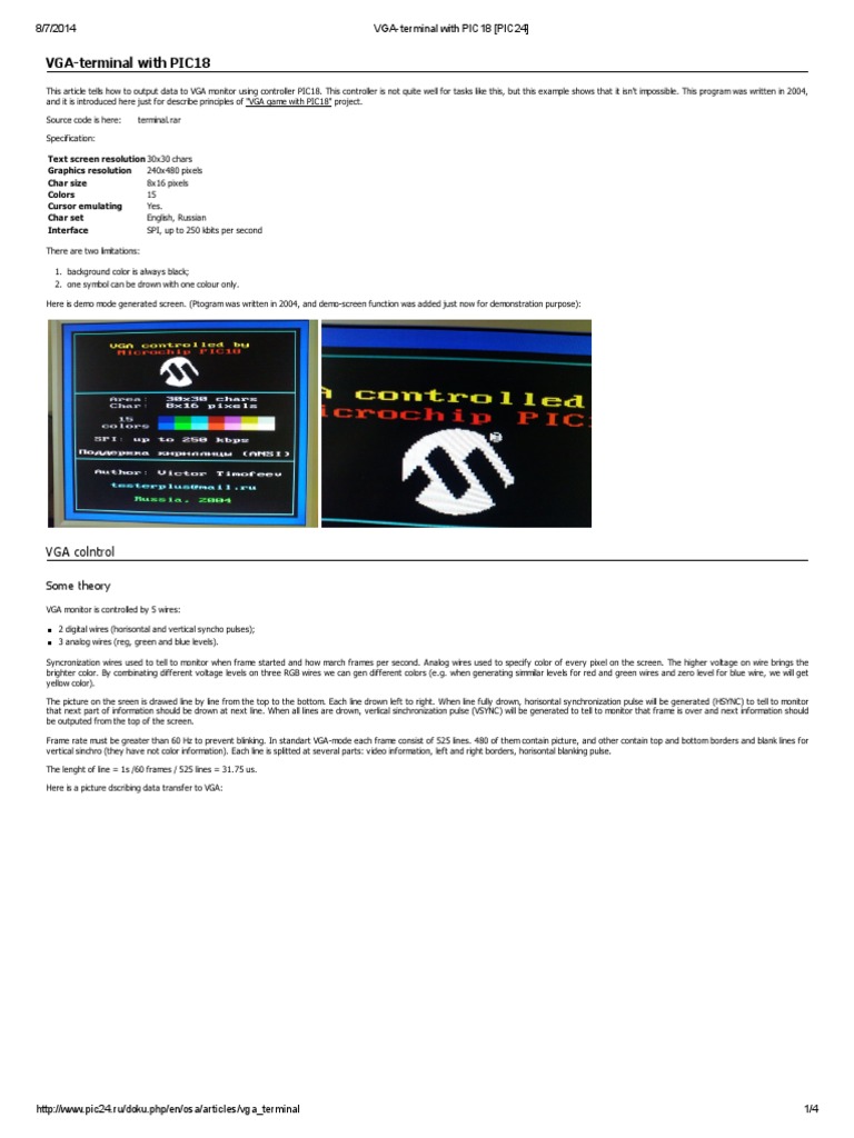 VGA-terminal With PIC18 (PIC24) | PDF | Computer Engineering | Film And Video Technology