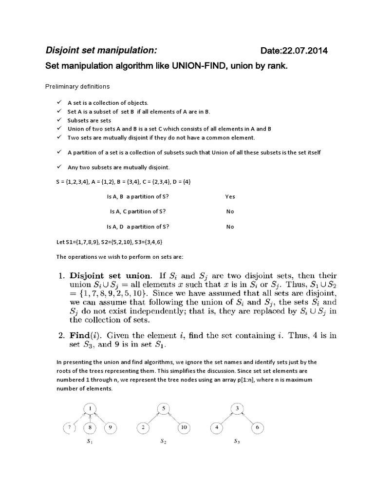 Disjoint Set | PDF | Computer Data | Algorithms