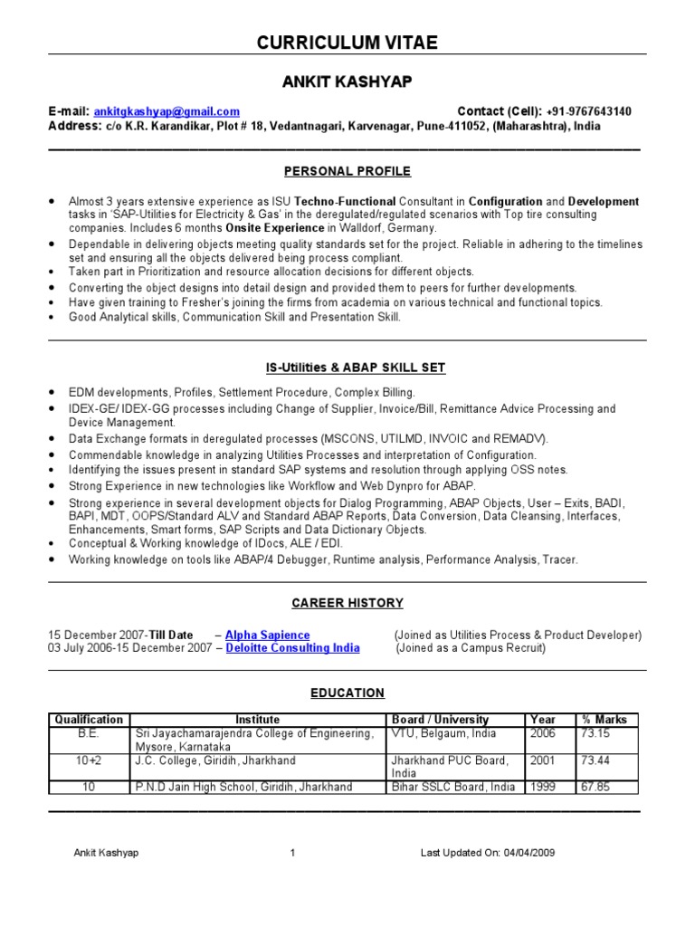 Ankit Kashyap CV Doc | PDF | Debits And Credits | Invoice