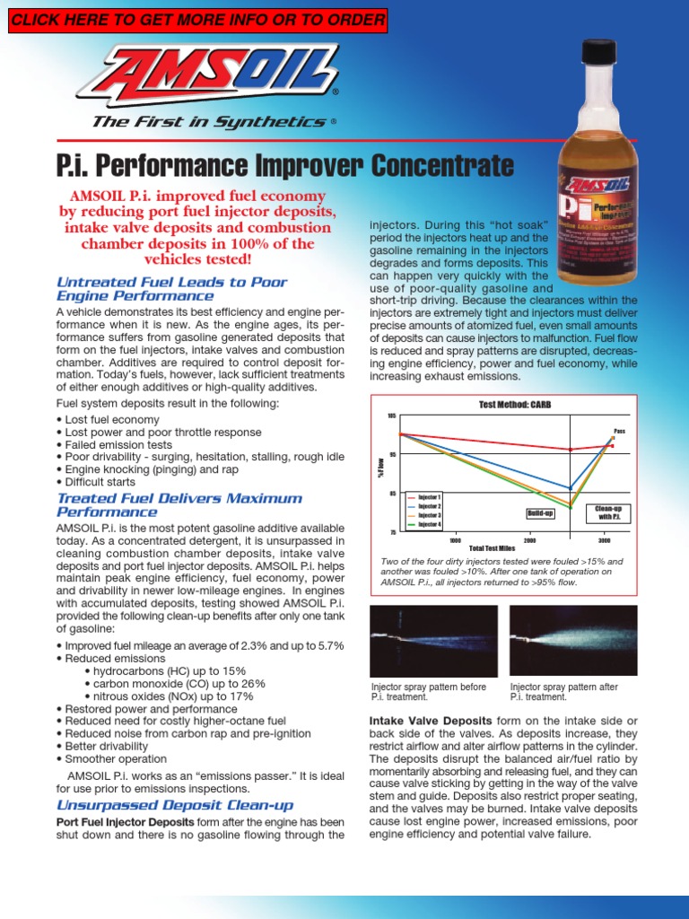 P.I. Performance Improver Concentrate | PDF | Fuel Injection | Exhaust Gas