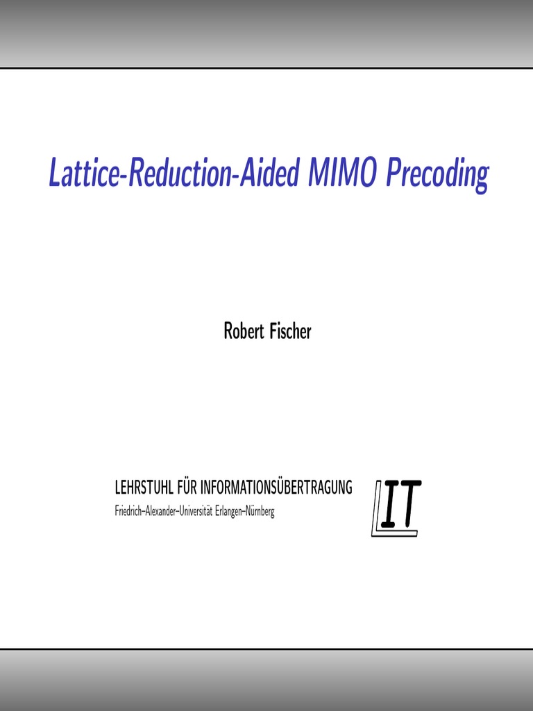 Lattice Reduction Aided Mimo Precoding Pdf Mimo Matrix Mathematics