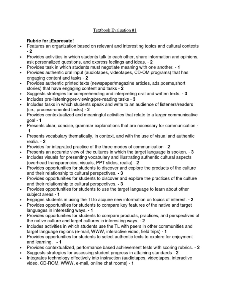 Textbook Evaluation of ¡Expresate! | PDF | Textbook | Second Language