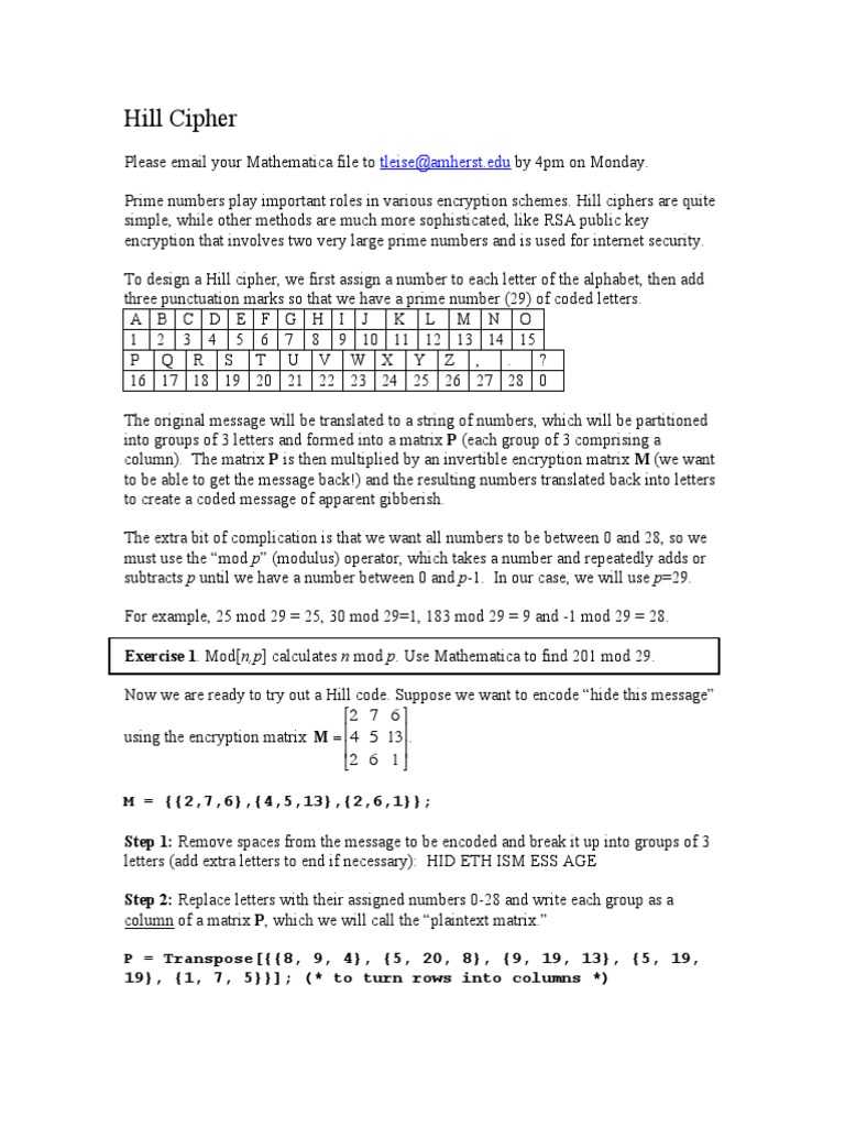 Hill Code | PDF | Matrix (Mathematics) | Algebra