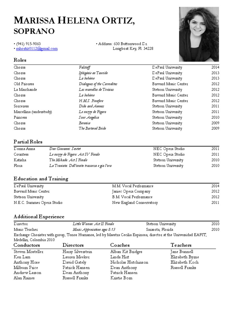 Marissa Ortiz: Performance Resume | PDF | Art