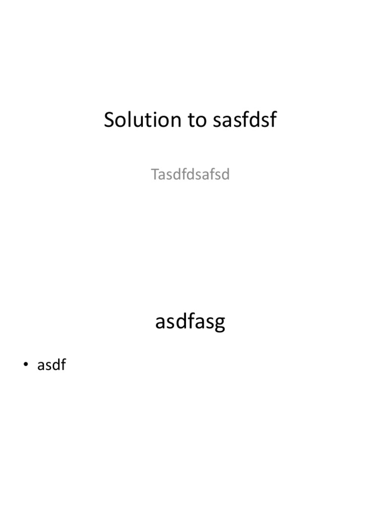 Solution to SASFDSF Issue | PDF