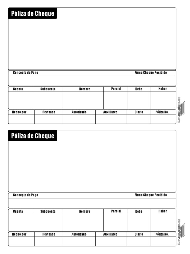 Poliza de Cheques para Imprimir | PDF | Negocios | Finanzas y dinero