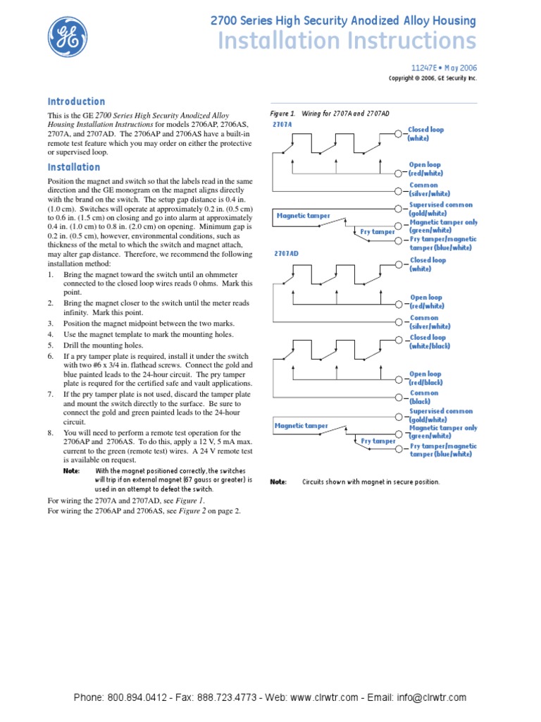 Sentrol 2700 Series Manual | PDF | Switch | Magnet