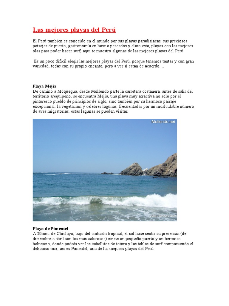 Las Mejores Playas Del Perú - Piura, Lima | PDF | Perú | Science