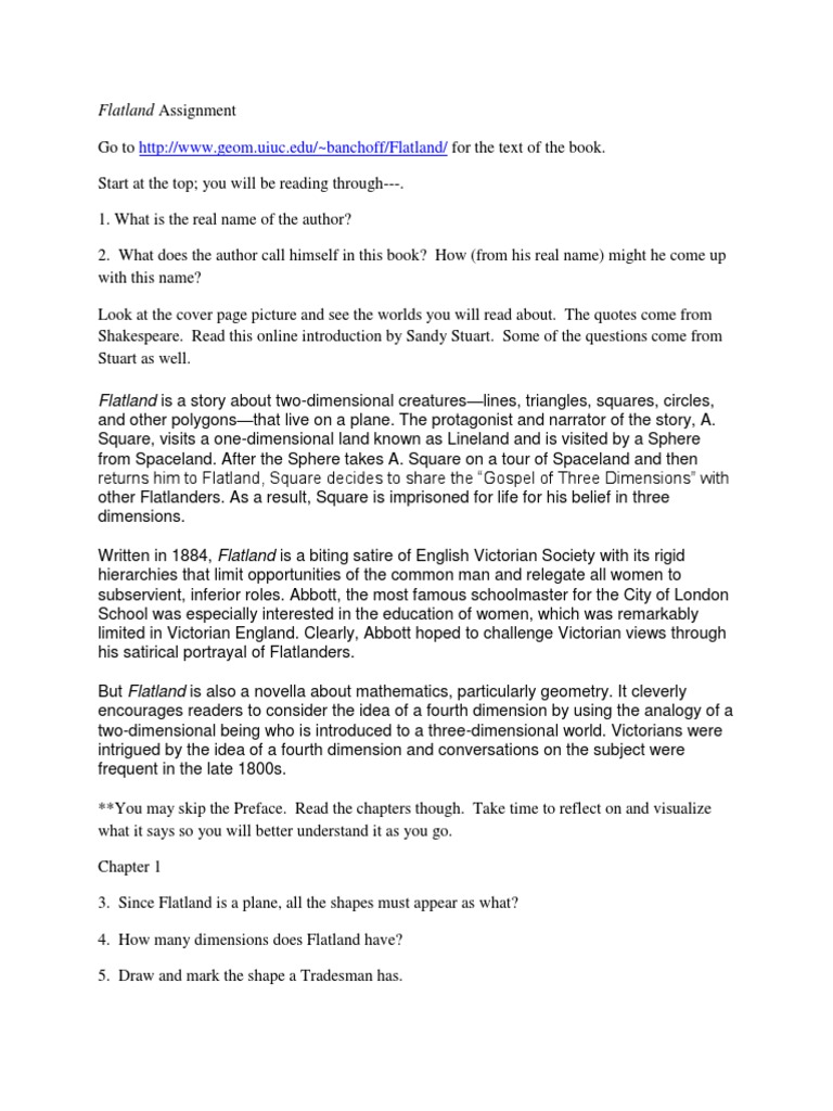 Flatland Assignment | PDF | Flatland | Geometry