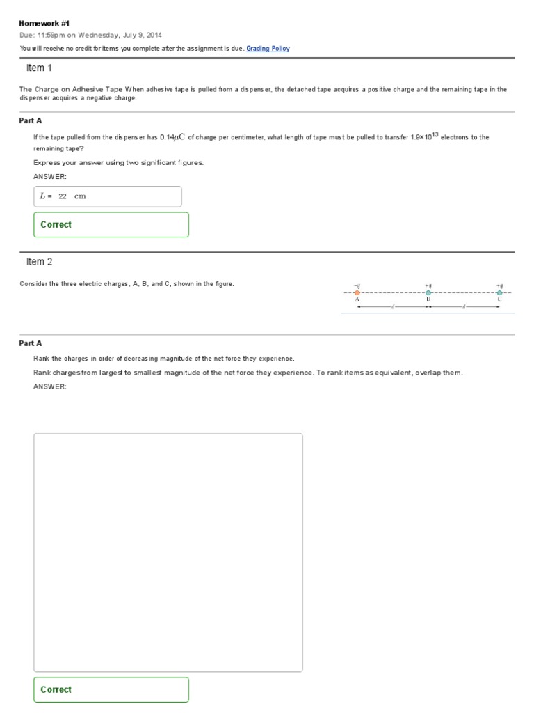 Mastering Physics Chapter 19 Electric Charges and Forces | PDF ...