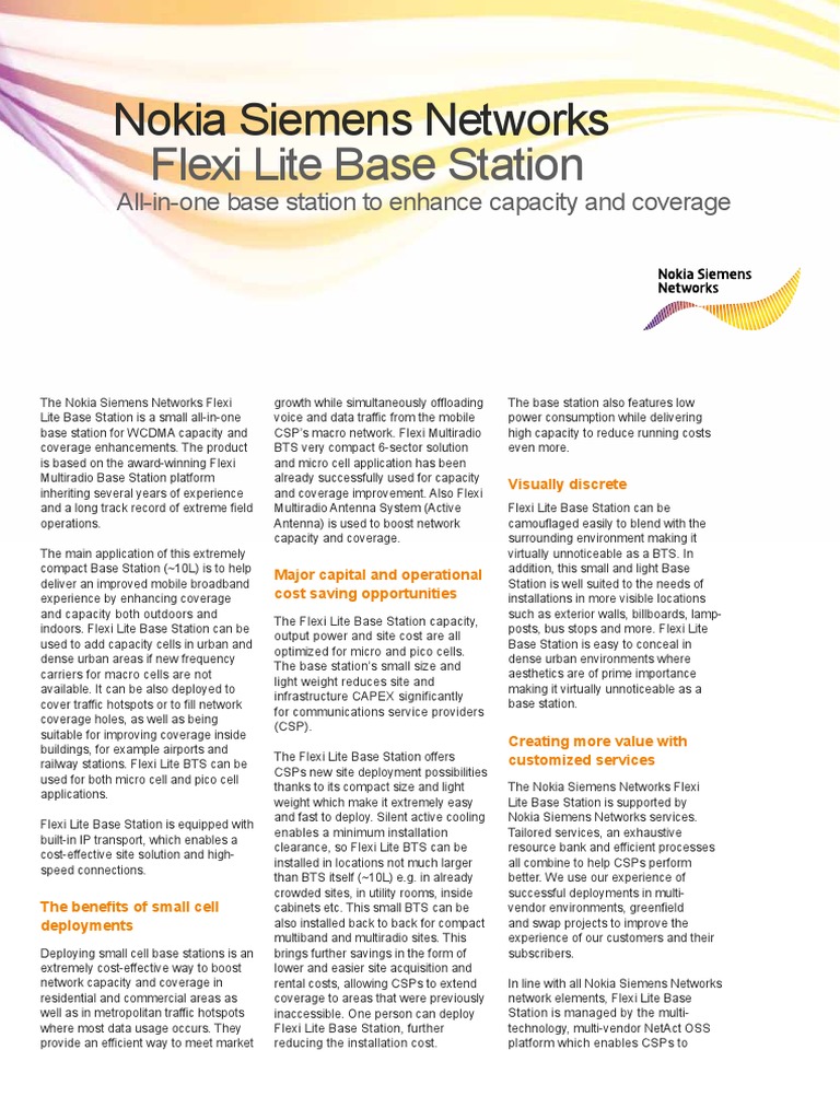 Nokia Siemens Networks Flexi Lite Base Station Datasheet 9.11.2012 ...
