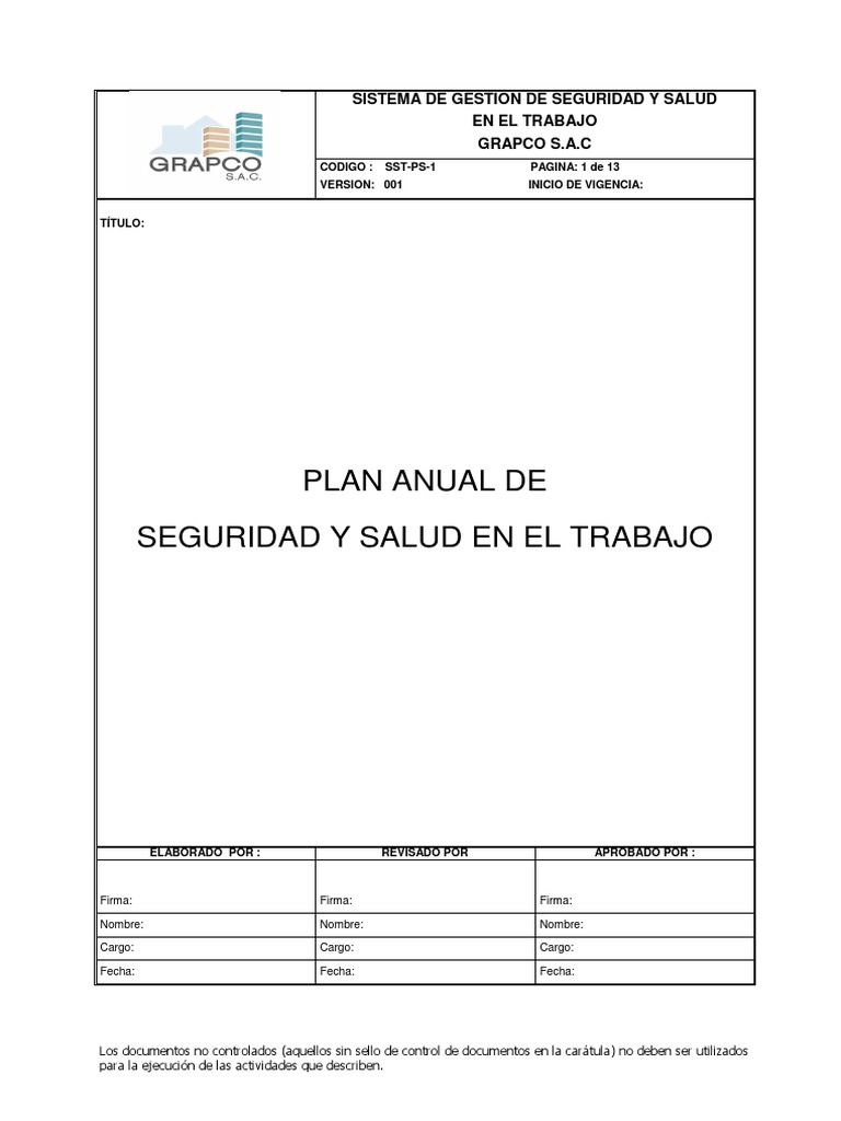 Plan Anual de SST | PDF | Planificación | Seguridad y salud ocupacional