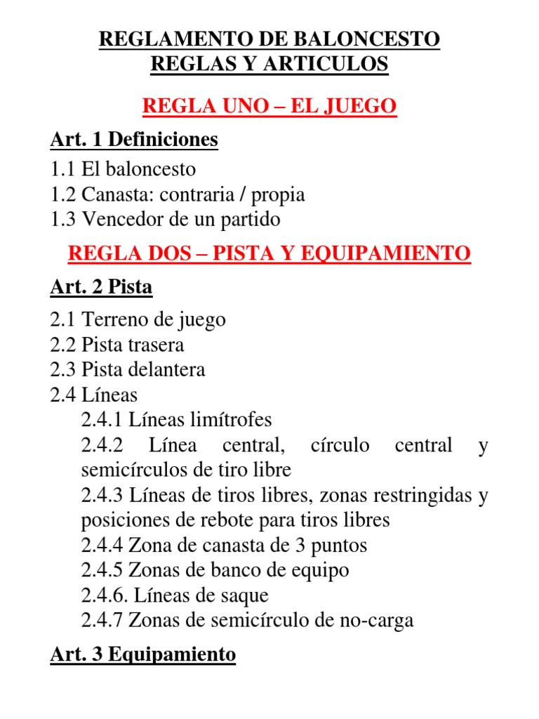 Reglamento de Baloncesto_articulos | Posiciones de baloncesto | Juegos ...