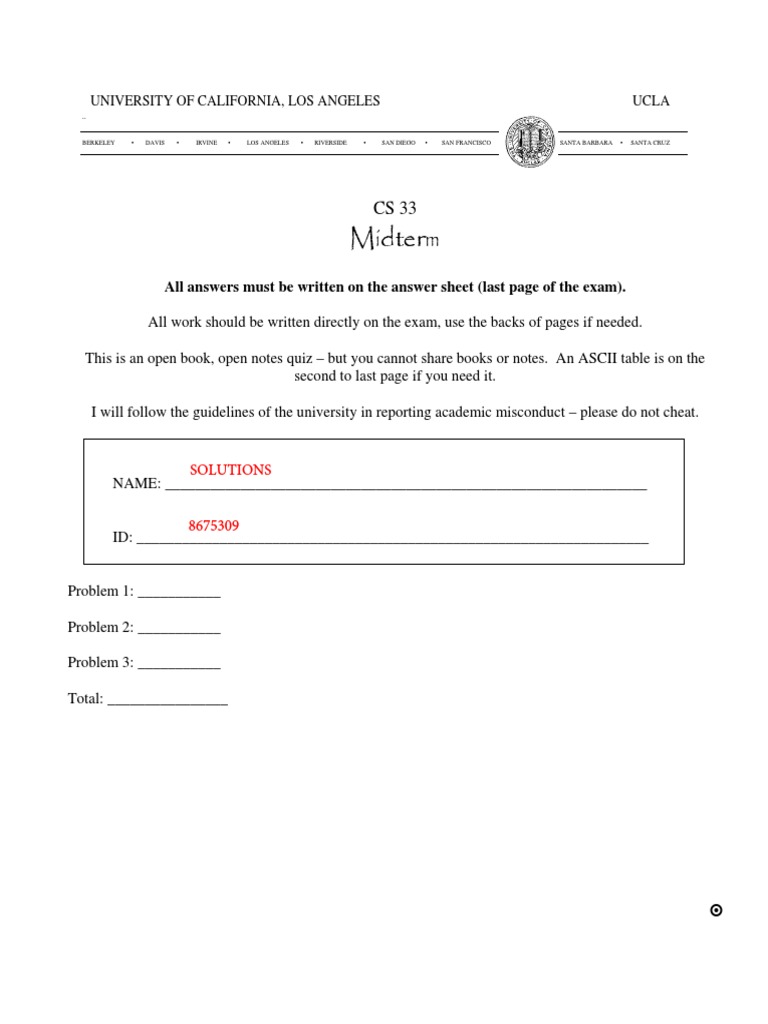 CS33 Midterm 2013 Soln All | PDF | Integer (Computer Science) | Theory Of Computation