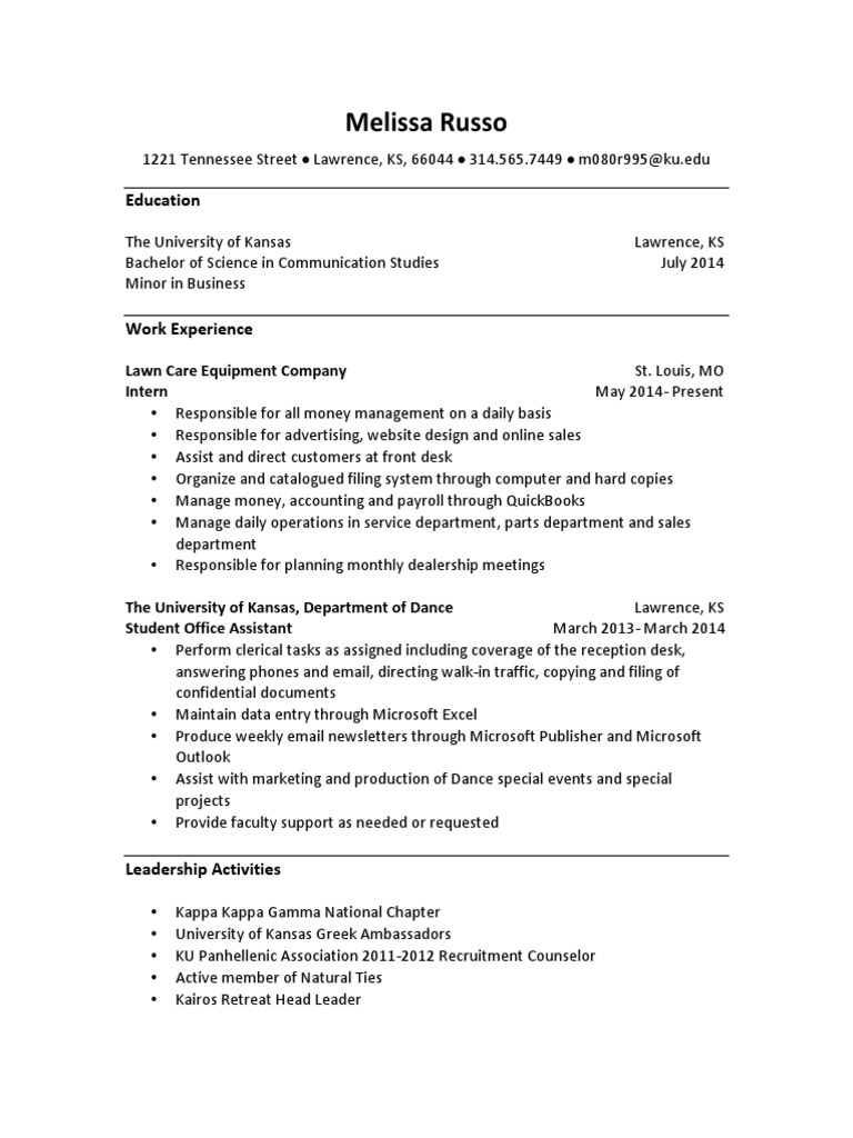 Melissa Russo Updated Resume Las490 | PDF