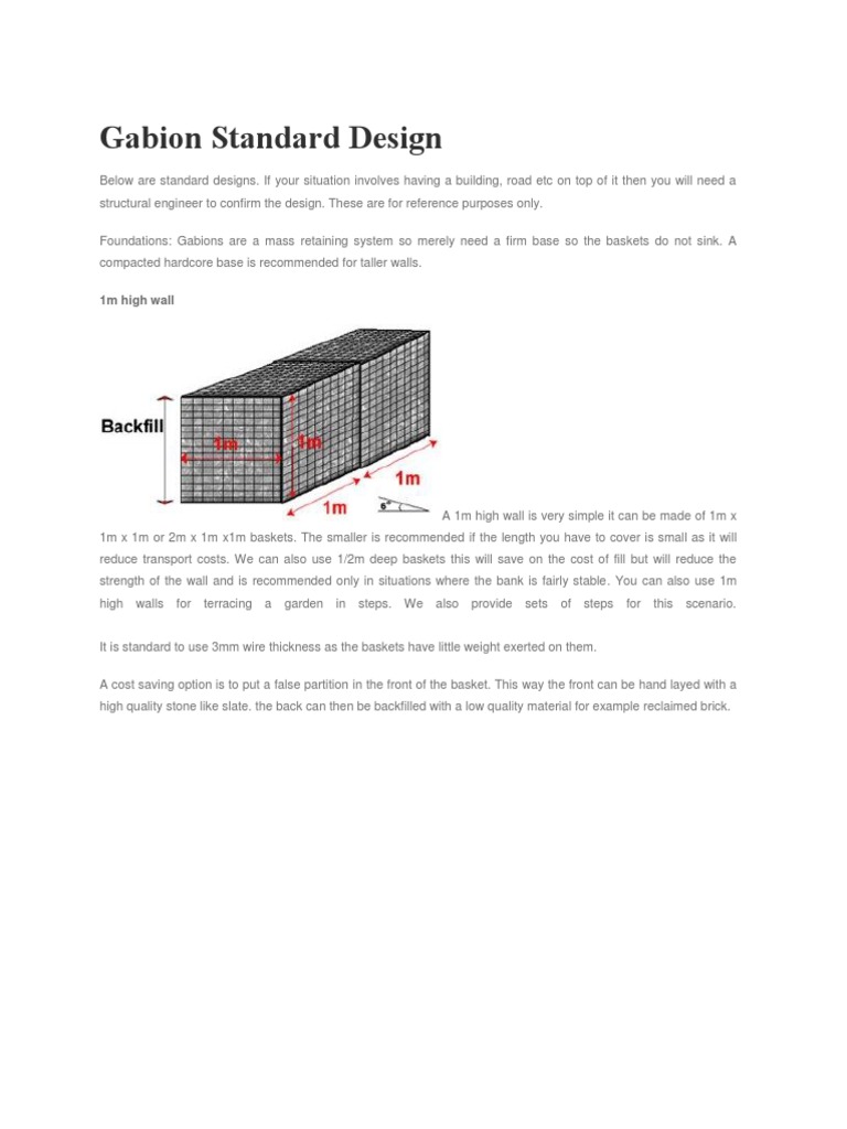 Gabion Standard Design | PDF | Erosion | Building Engineering
