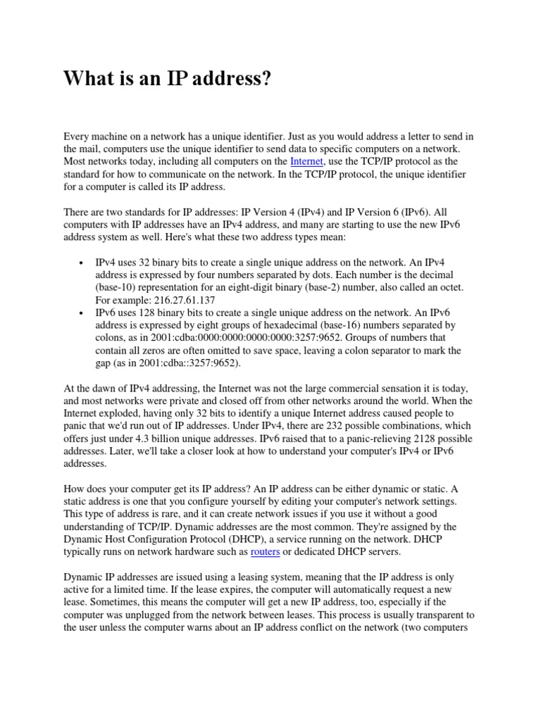 What Is An IP Address | PDF | Ip Address | Computer Network